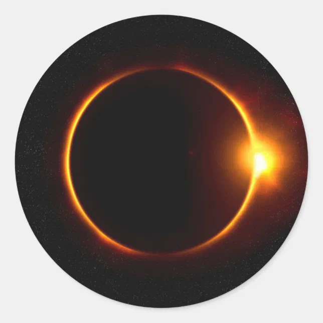 Solar Eclipse Dark Sun & Moon Classic Round Sticker | Zazzle