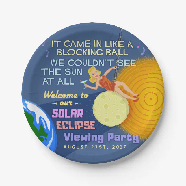 Solar Eclipse Party Funny Retro Sun Viewing 2017 Paper Plates | Zazzle