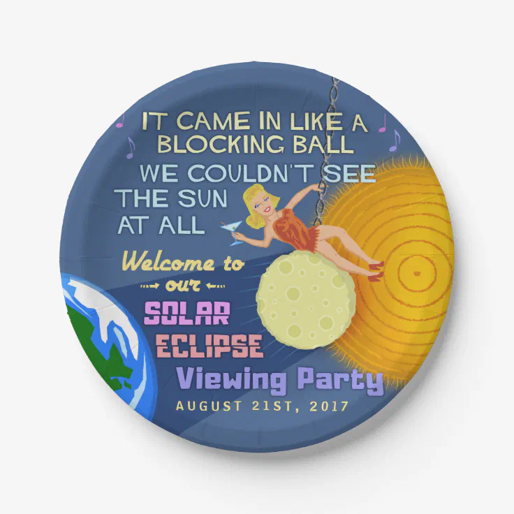 Solar Eclipse Party Funny Retro Sun Viewing 2017 Paper Plates | Zazzle