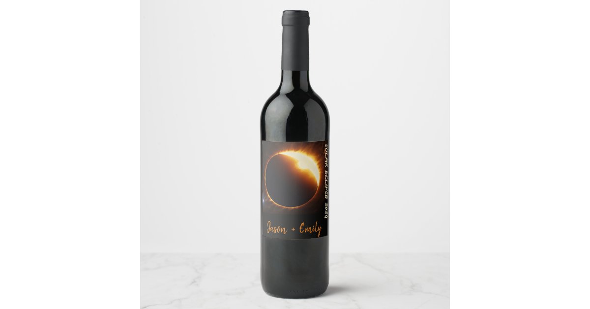 solar eclipse realistic sun editable text wine label | Zazzle