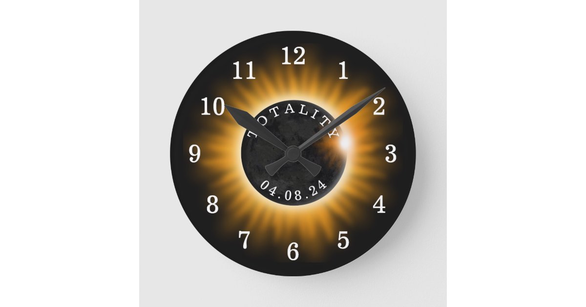 Solar Eclipse Totality 2024 Round Clock | Zazzle