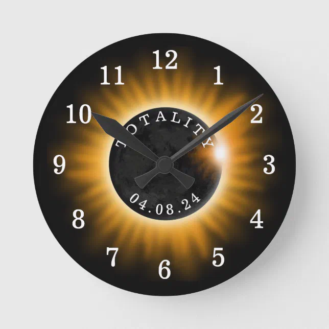 Solar Eclipse Totality 2024 Round Clock | Zazzle