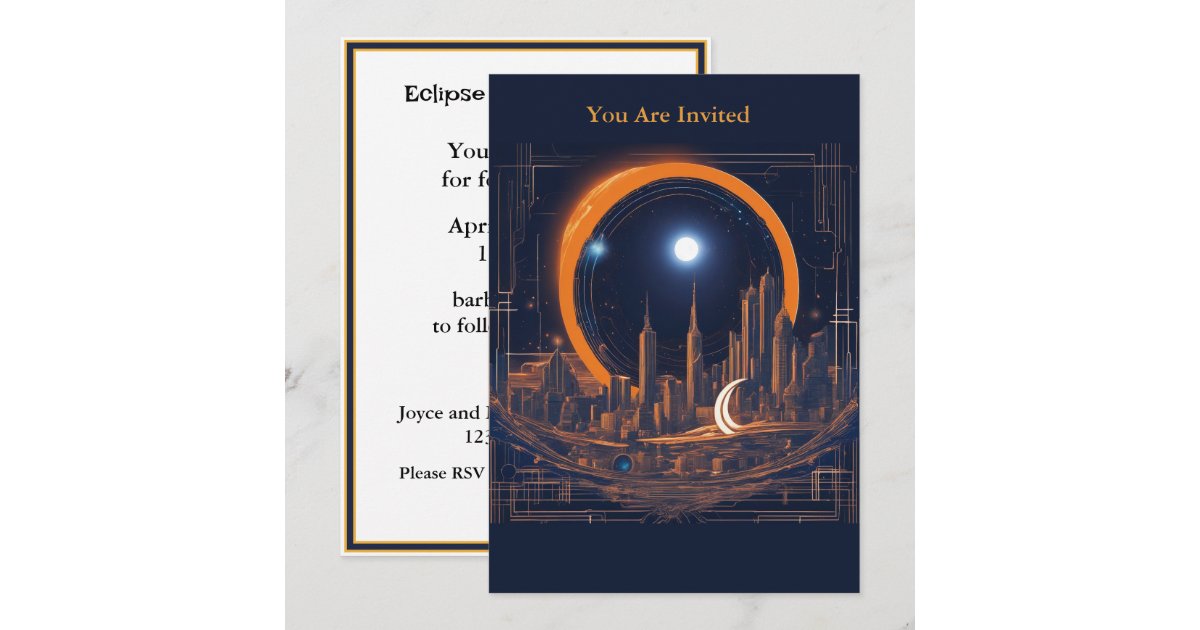 Solar Eclipse Viewing Party Fully Custom Cityscape Invitation | Zazzle