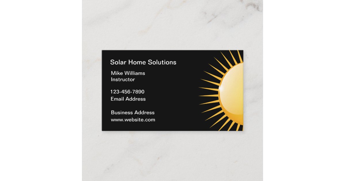 Solar Energy Bold Sun Design Business Card | Zazzle