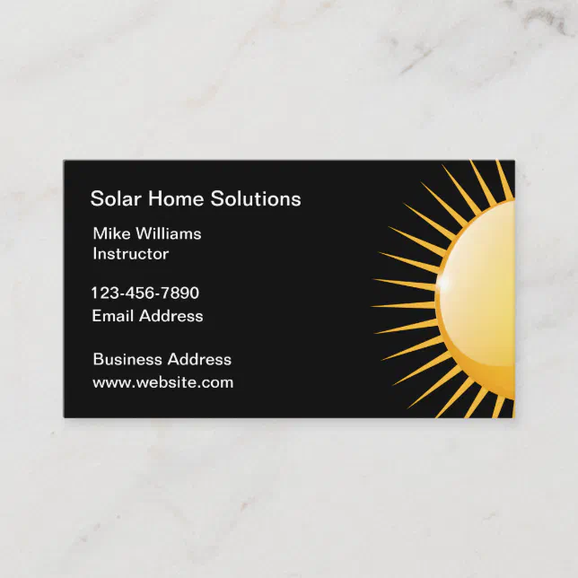 Solar Energy Bold Sun Design Business Card | Zazzle