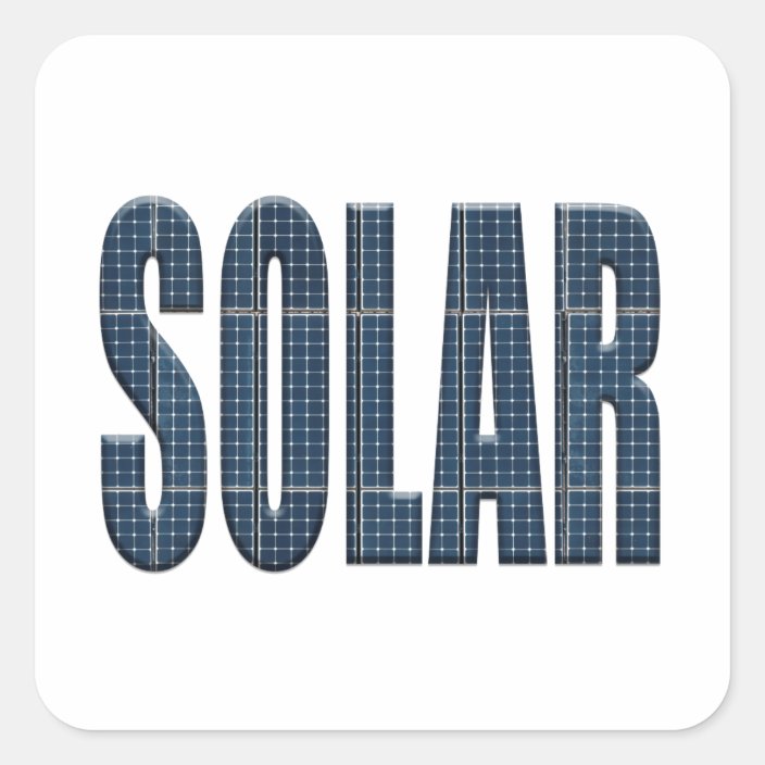 Solar energy photovoltaic panels with the word Sol Square Sticker | Zazzle