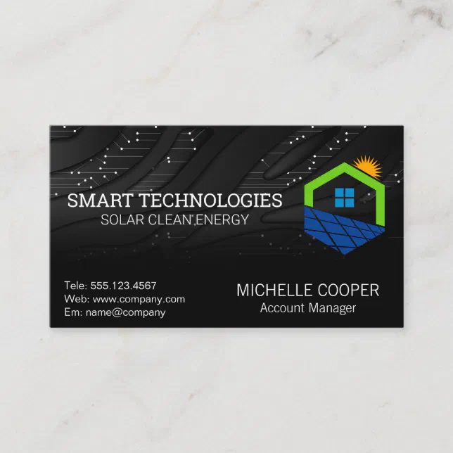Solar Energy Power Logo | Tech Business Card | Zazzle