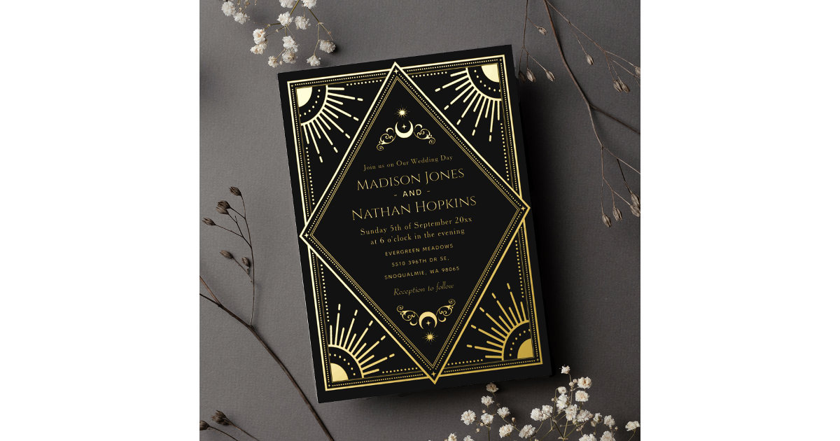 Solar Gothic Elegant Tarot Card Wedding Invitation | Zazzle