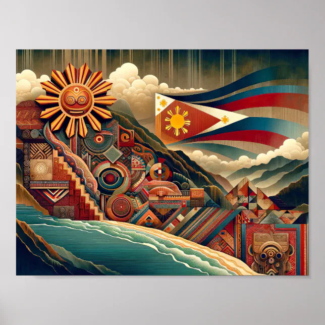 Solar Heritage: Abstract Odyssey of Filipino Art Poster | Zazzle