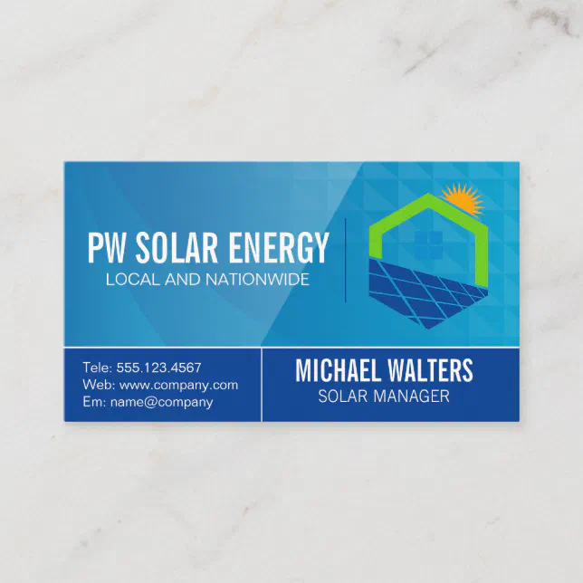 Solar House Power Logo | Tech Sun Energy Business Card | Zazzle