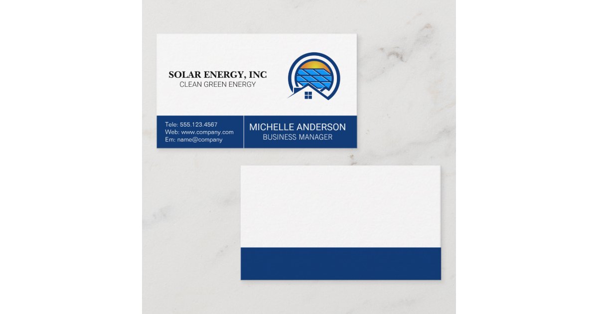 Solar Panel Energy Logo | Home Business Card | Zazzle