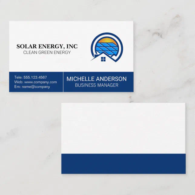Solar Panel Energy Logo | Home Business Card | Zazzle