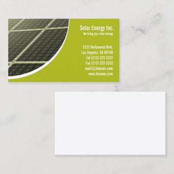 Solar Panel Green Energy Business Card | Zazzle