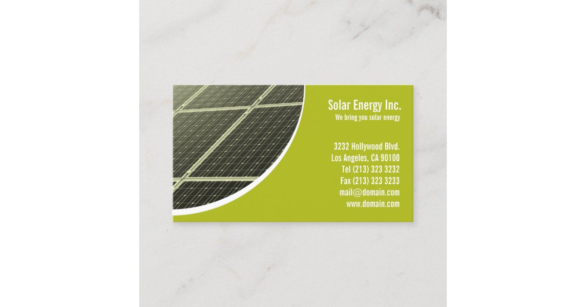 Solar Panel Green Energy Business Card | Zazzle
