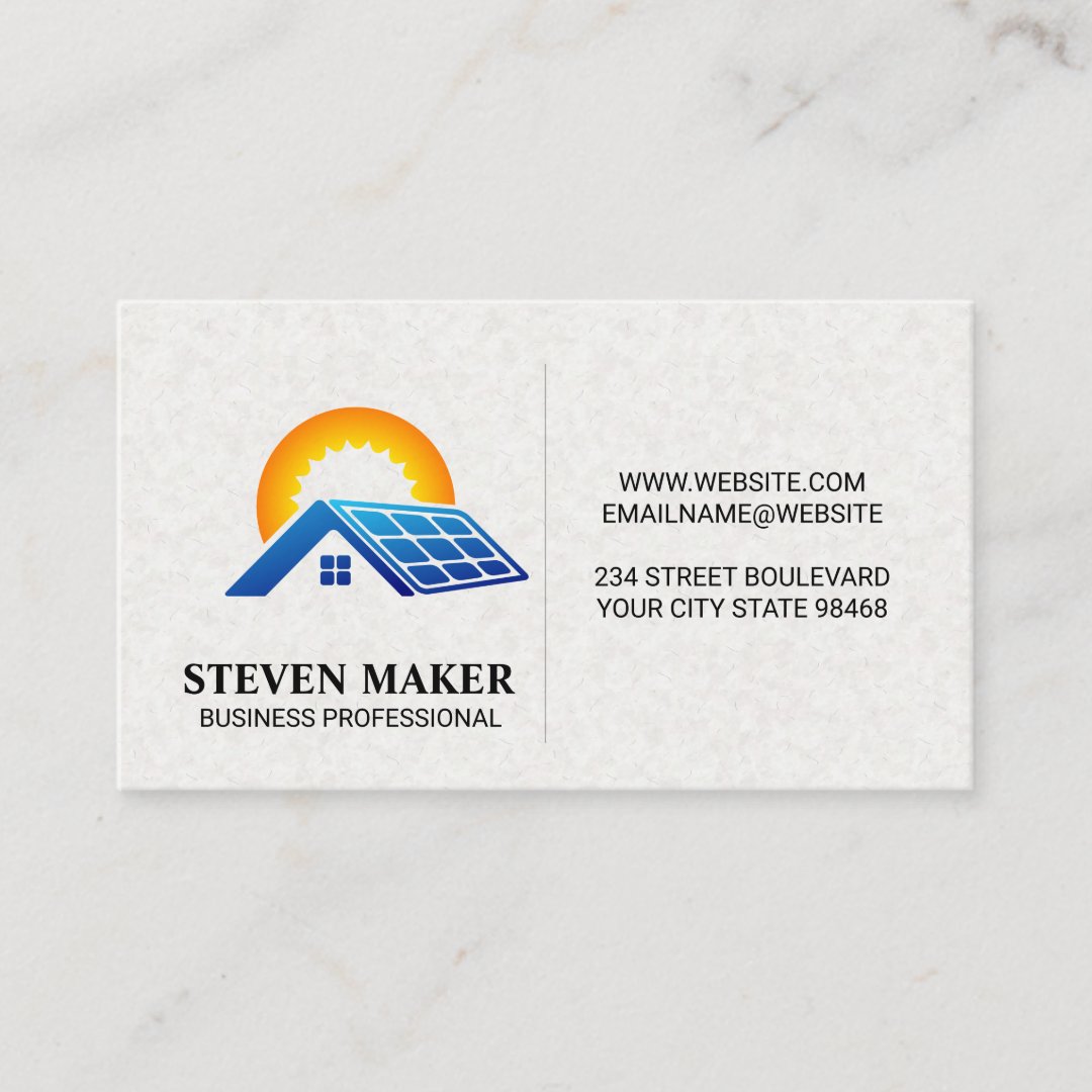 Solar Panel on Roof | Sun Energy Business Card | Zazzle