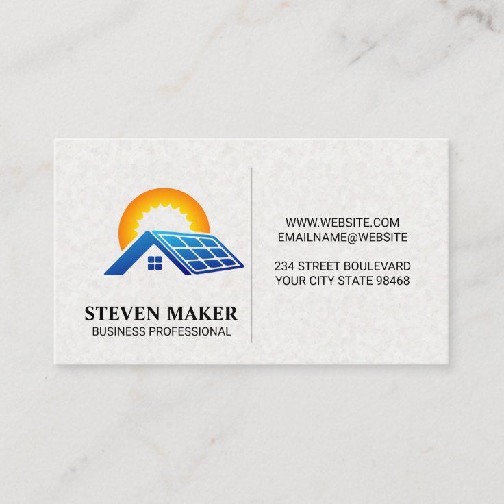 Solar Panel on Roof | Sun Energy Business Card | Zazzle