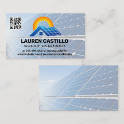 Solar Panel Tech Logo | QR Scan Code Business Card | Zazzle