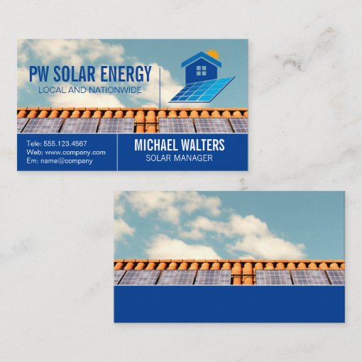 Solar Panels on Roof | Energy Business Card | Zazzle