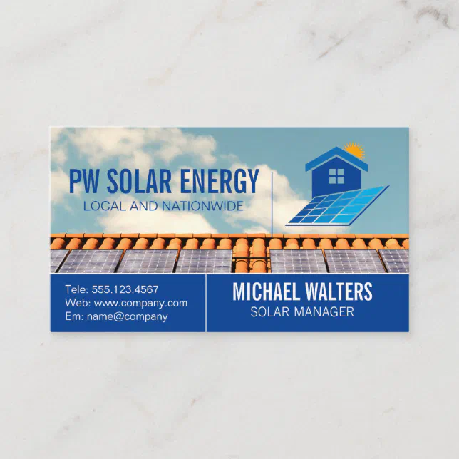 Solar Panels on Roof | Energy Business Card | Zazzle