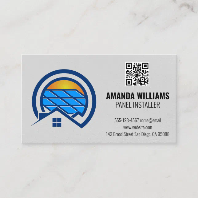 Solar Panels | QR Code | Modern Tech Business Card | Zazzle
