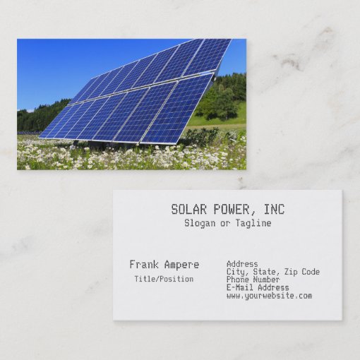 Solar Panels Sustainable Energy Business Card | Zazzle