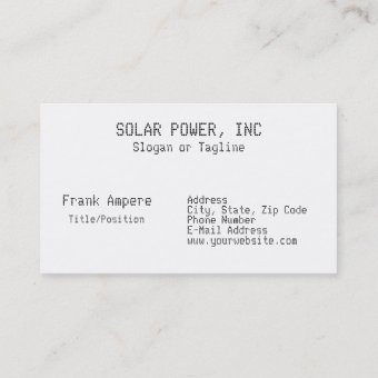 Solar Panels Sustainable Energy Business Card | Zazzle