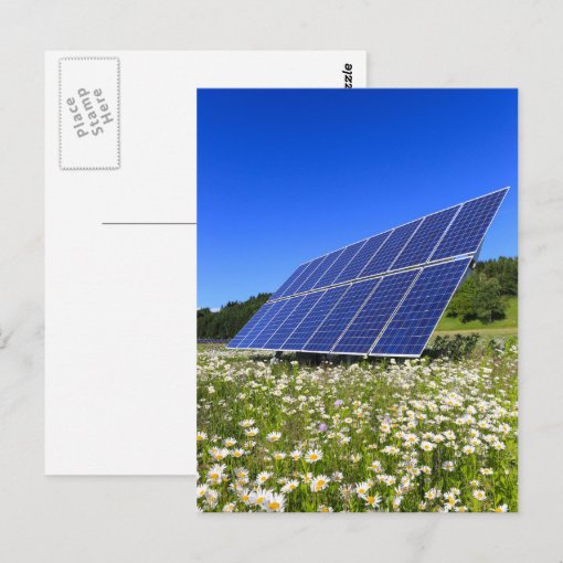 Solar Panels with rural landscape Postcard | Zazzle