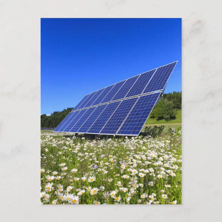 Solar Panels with rural landscape Postcard | Zazzle