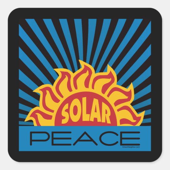 Solar Power Energy World Peace Environment Square Sticker | Zazzle.com