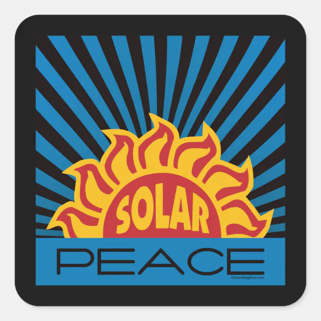 Solar Power Energy World Peace Environment Square Sticker | Zazzle
