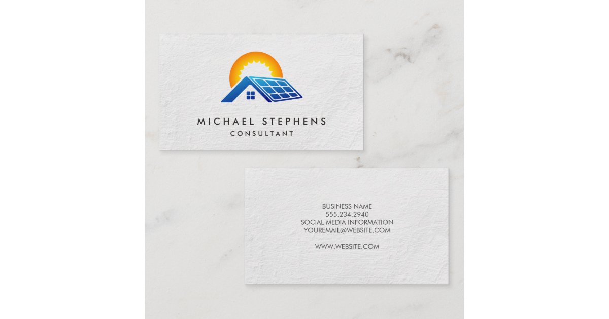 Solar Roofing Logo Business Card | Zazzle