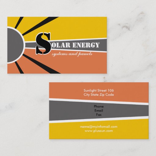 Solar/sun Energy/Power alternative sources Business Card | Zazzle