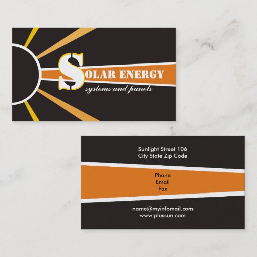 Solar/sun Energy/Power alternative sources Business Card | Zazzle