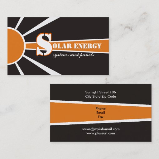 Solar/sun Energy/Power alternative sources Business Card | Zazzle