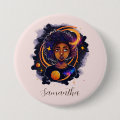 Solar System Afro Woman Button | Zazzle