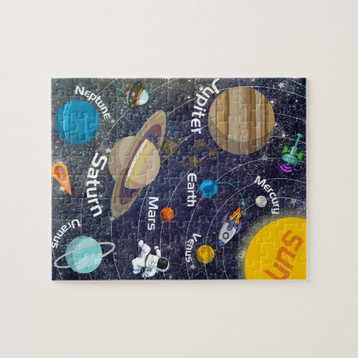 Solar System, Astronaut and Spaceship Jigsaw Puzzle | Zazzle