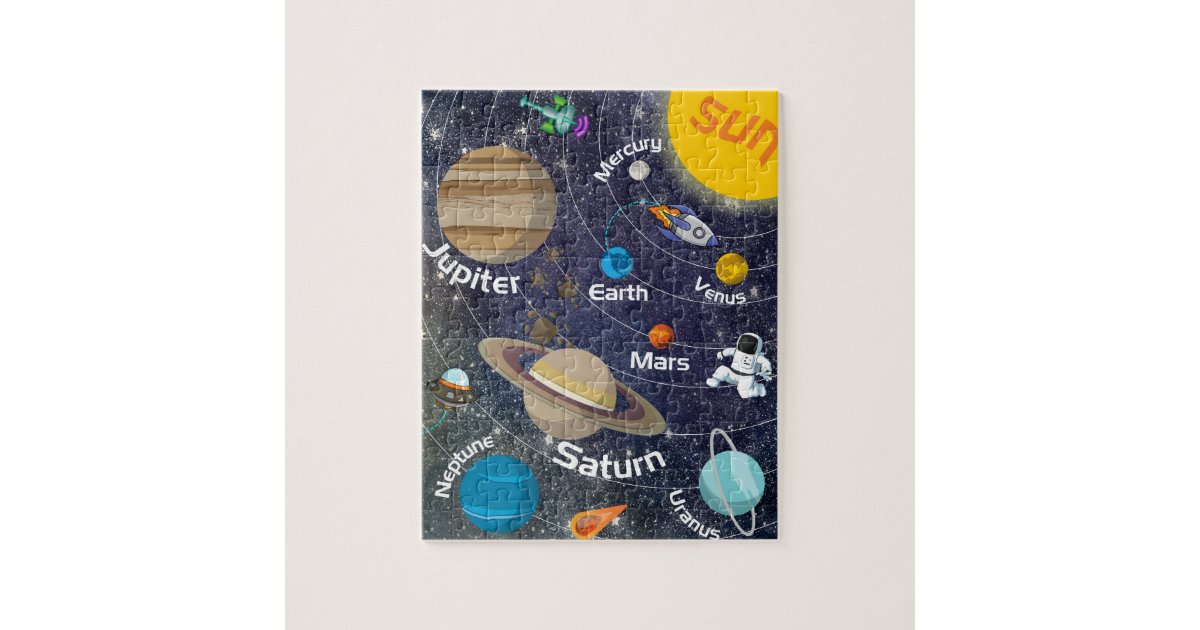 Solar System, Astronaut and Spaceship Jigsaw Puzzle | Zazzle