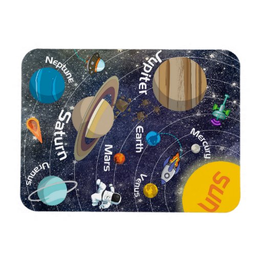 Solar System, Astronaut and Spaceship Magnet | Zazzle