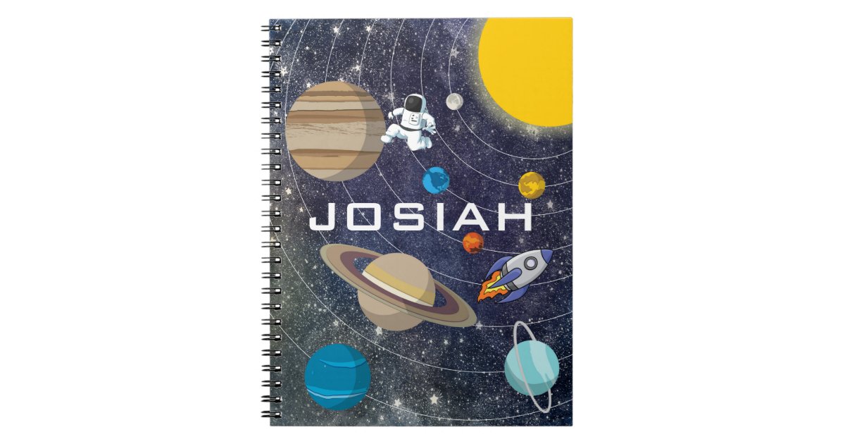 Solar System, Astronaut and Spaceship Notebook | Zazzle