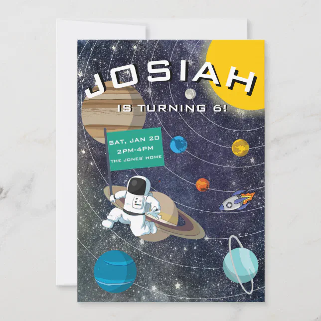 Solar System, Astronaut Birthday Party Invitation | Zazzle
