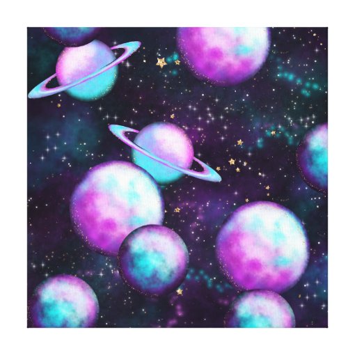 Solar System Glow | Cosmic Blue Purple Pink Planet Canvas Print | Zazzle