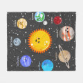 Solar system kawaii illustration sun and planets fleece blanket | Zazzle