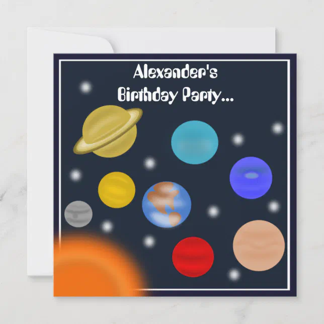 Solar System Outer Space Birthday Party Invitation | Zazzle