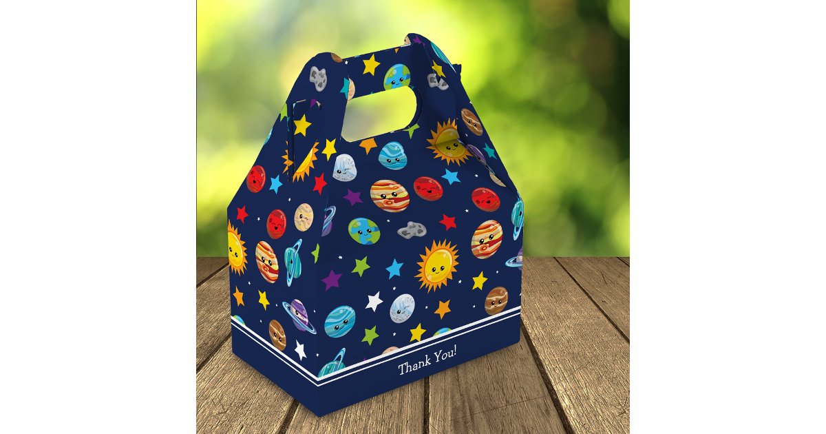 Solar System Pattern for Kids Birthday Thank You Favor Boxes | Zazzle