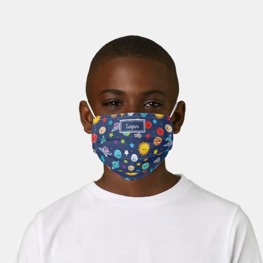 Solar System Pattern with Planets Fun Kids' Cloth Face Mask | Zazzle.com