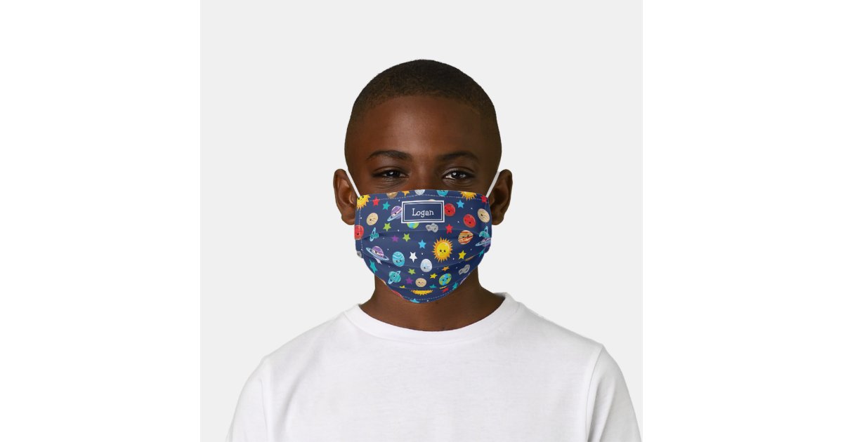 Solar System Pattern with Planets Fun Kids' Cloth Face Mask | Zazzle.com
