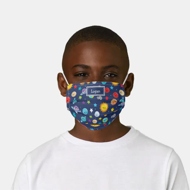 Solar System Pattern with Planets Fun Kids' Cloth Face Mask | Zazzle