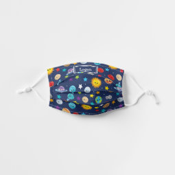 Solar System Pattern with Planets Fun Kids' Cloth Face Mask | Zazzle