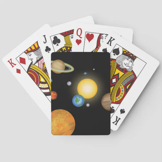 Solar System Planets in Deep Dark Space Poker Cards | Zazzle