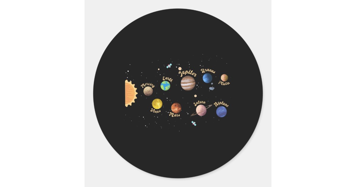 Solar System Planets Kids Knowledge Outer Space Classic Round Sticker ...